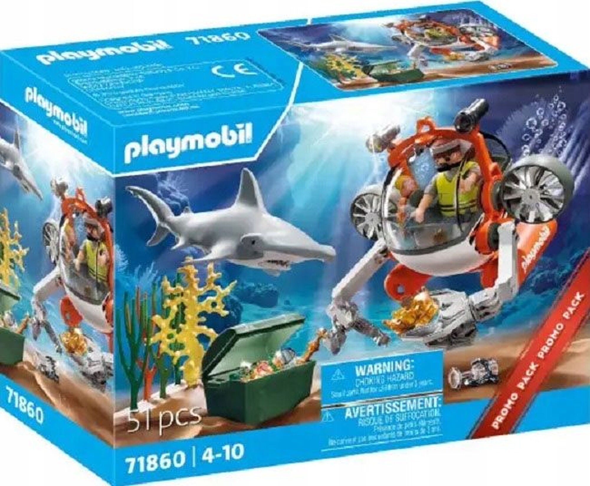 Конструктор Playmobil Action Heroes - Подводная лодка: поиск сокровищ - Плеймобиль 71860