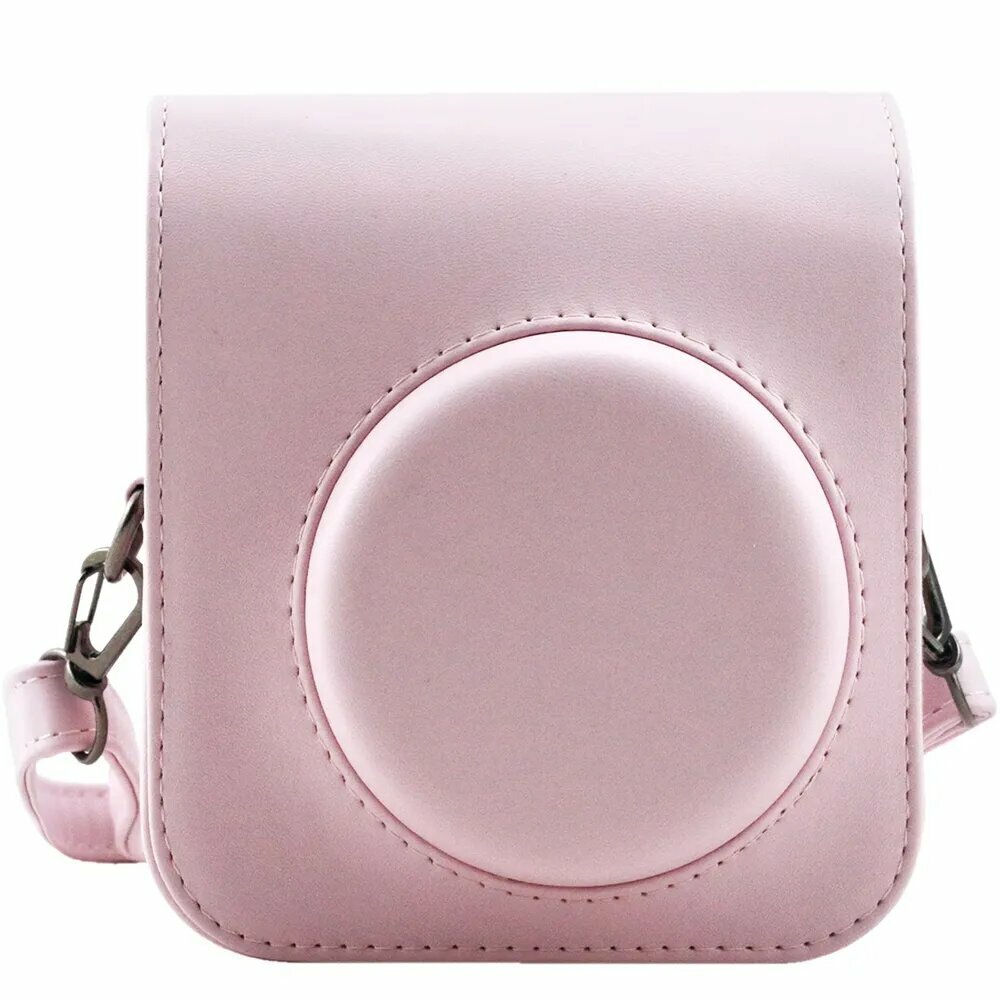 Чехол для фотоаппарата Fuji Instax mini 12, с карманом для аксессуаров и регулируемым ремешком, Розовый