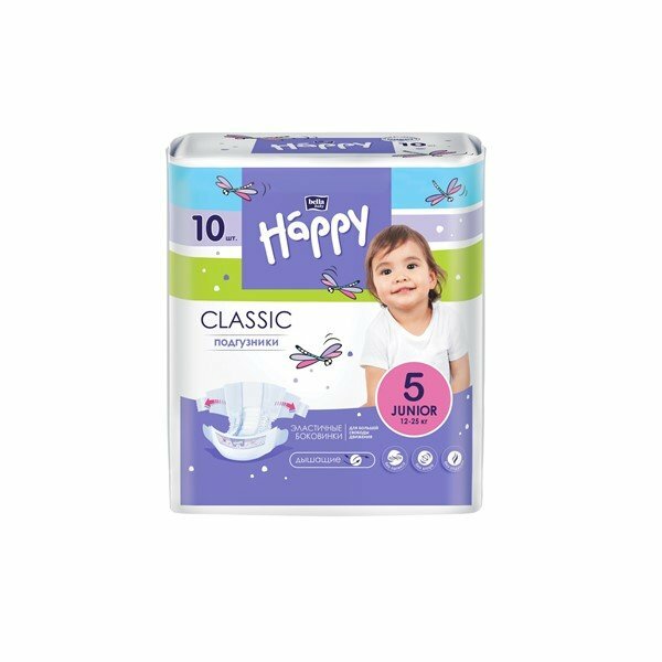 Подгузники детские Bella baby Happy юниор классик, 12-25 кг, 10 шт