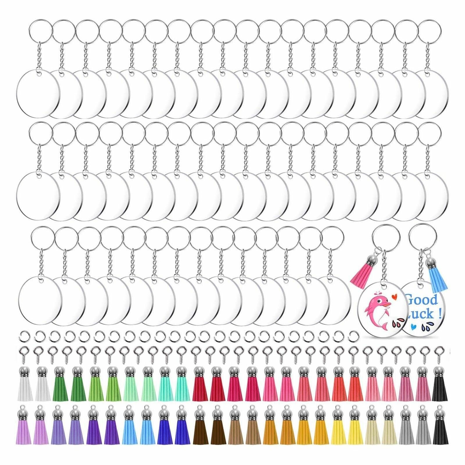 Многоцелевые акриловые заготовки для брелков с прочными кисточками, безопасные и простые материалы для рукоделия своими руками для изготовления брелков с воображением