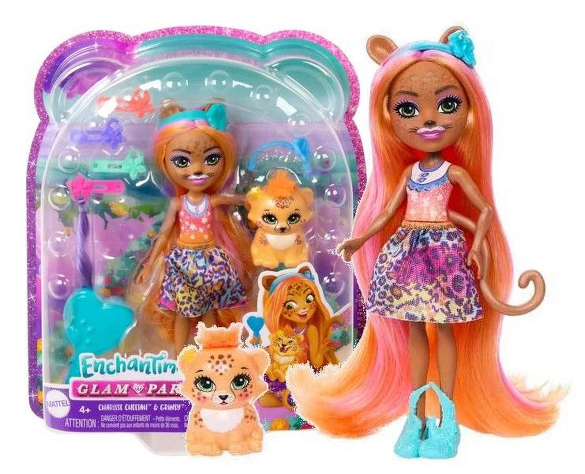 Кукла Enchantimals Mattel Deluxe - Кукла Чарисс Гепард с питомцем - Энчантималс HNV30