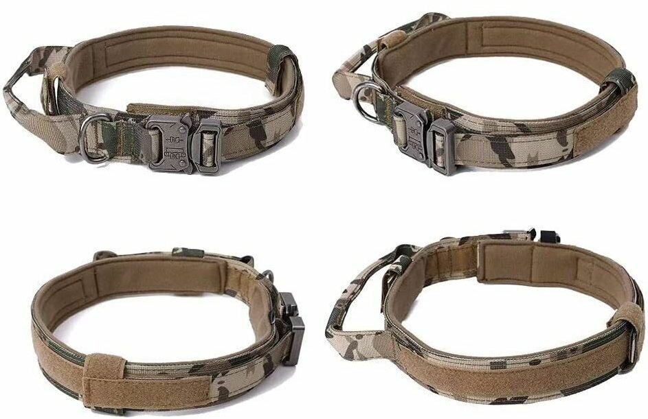 Ошейник для собак средних и крупных пород. С ручкой, усиленный, тактический. Камуфляж, размер L
