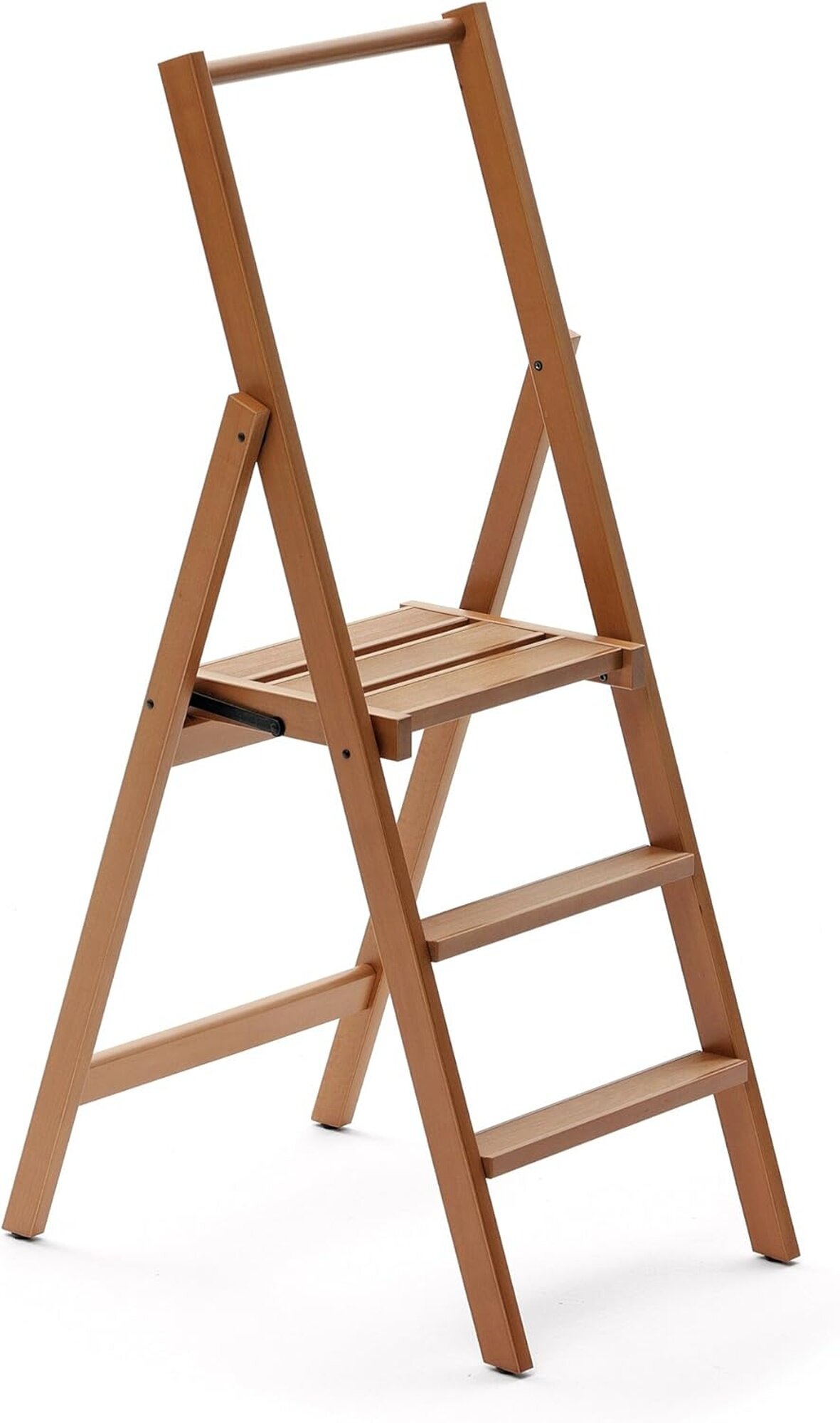 Стремянка деревянная на 3 ступени Kimora Arredamenti Италия, с резиновыми ножками, цвет вишня