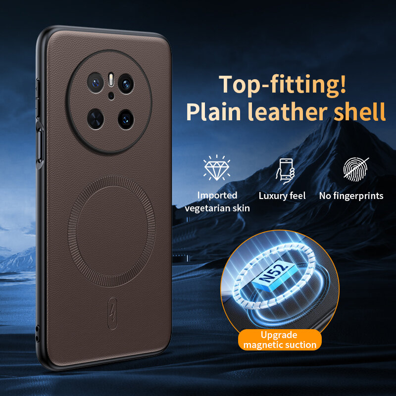 Чехол для Huawei Mate 70 / Хуавей Мате 70 Роскошная кожа, MagSafe, антиударный Защитная оболочка