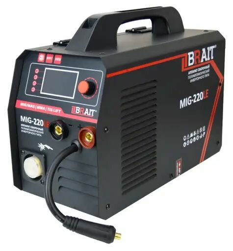 Сварочный полуавтомат BRAIT MIG-220LE(MIG, MMA, LIFT TIG, 220В,5.7кВт,20А-190А, ПВ60%)10.8кг+маскST100