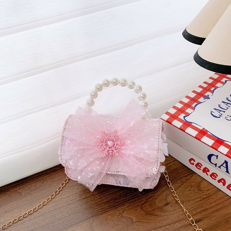 Детская сумка через плечо с пайетками для вечеринок и ежедневного использования с мультяшными рисунками для малышей розовая