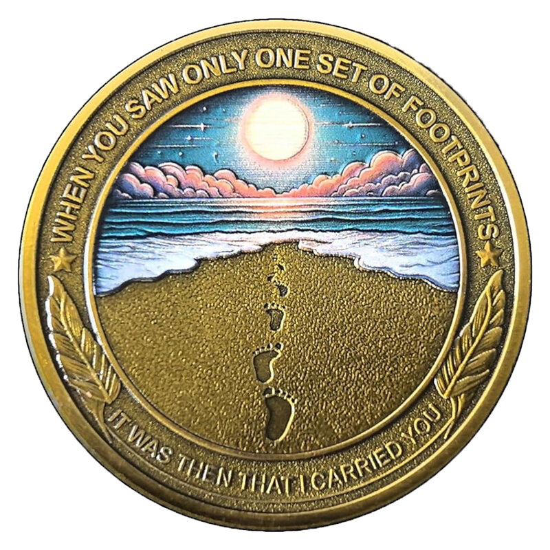 CARBAYTA 1.57" Отпечатки ногтей и библейские стихи в христианской мемориальной монете, вдохновлённые песком
