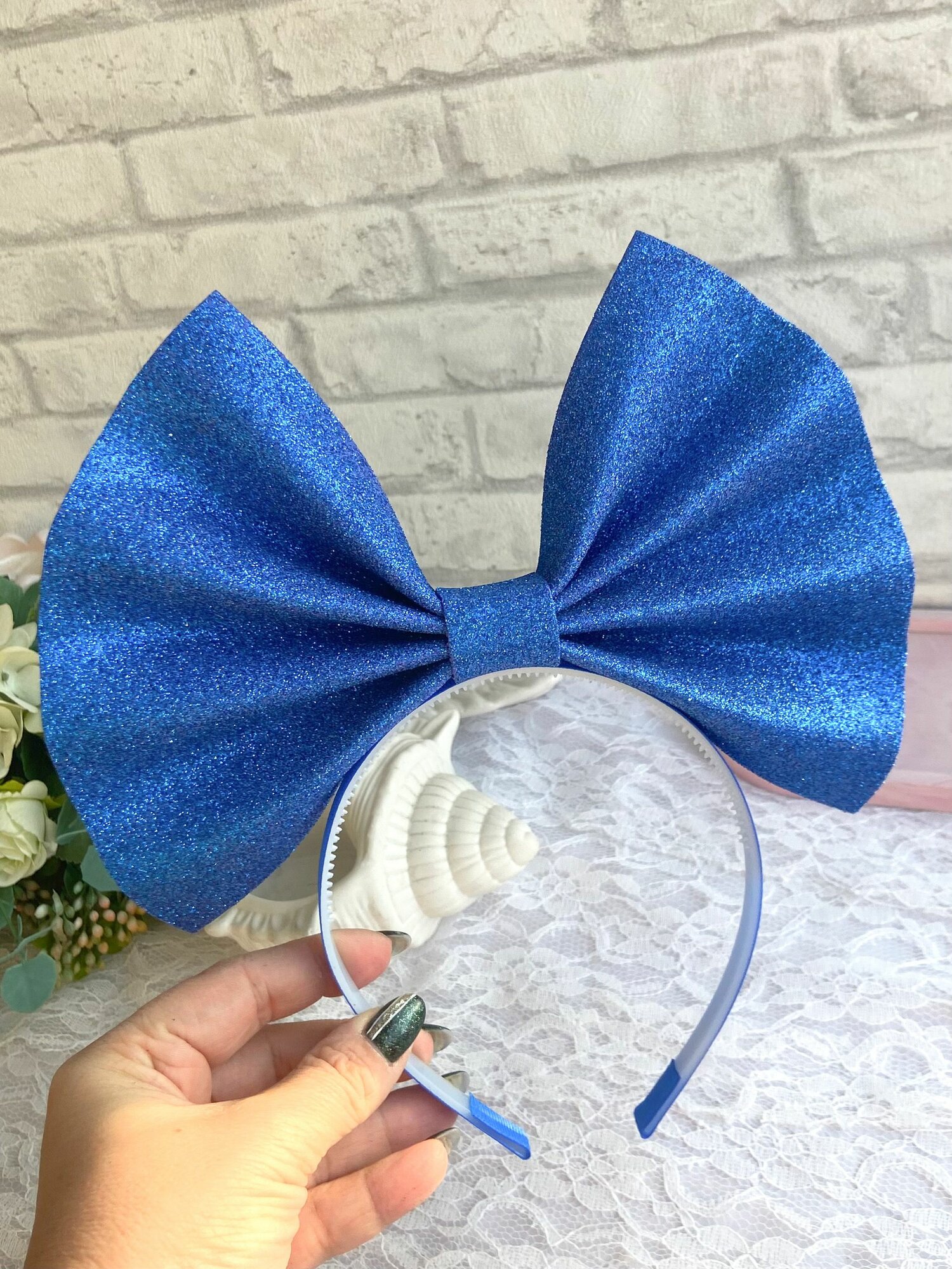 Бант куклы Мальвины на ободке синий