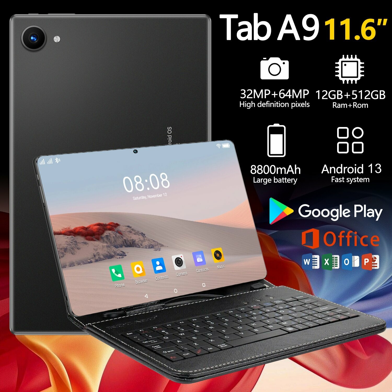 Планшет Alldocube Tab A9, 11,6", 16/1024ГБ, клавиатура, Android 13