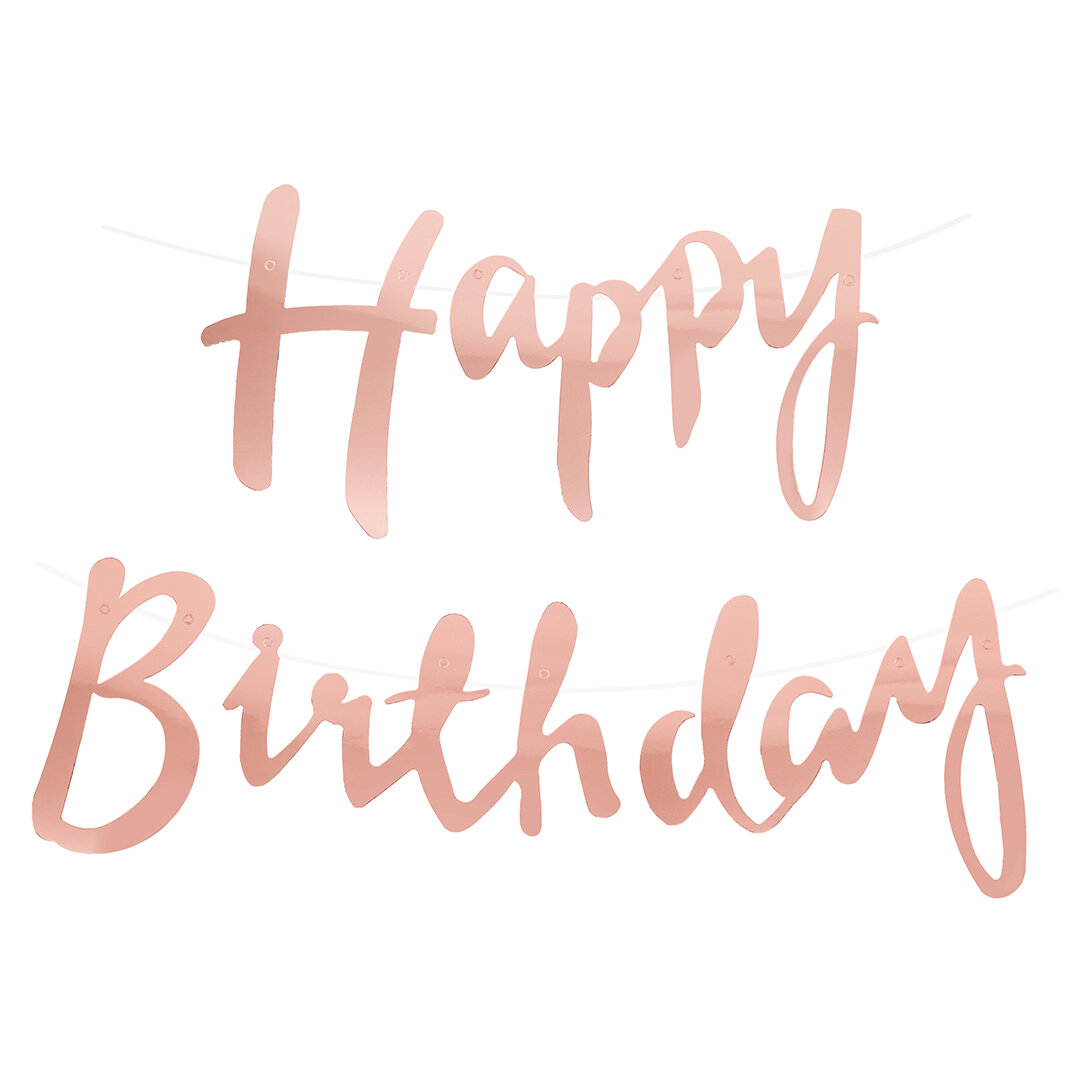 Гирлянда Волна веселья "Happy Birthday", курсив, цвет Розовое золото, Металлик, 500 см