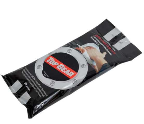 Влажные салфетки для рук антибактериальные 30 штук в упаковке top gear