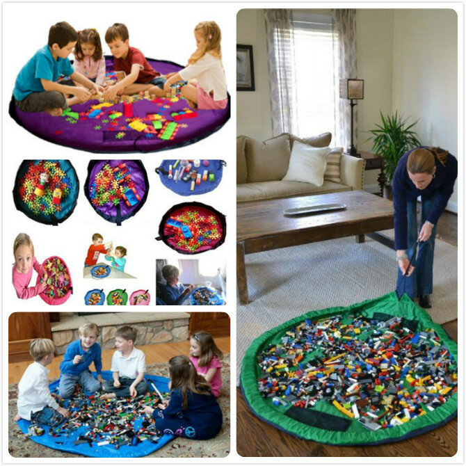 Игровая сумка для хранения игрушек большая водонепроницаемая коврик для игры для путешествий и домашней организации зеленый