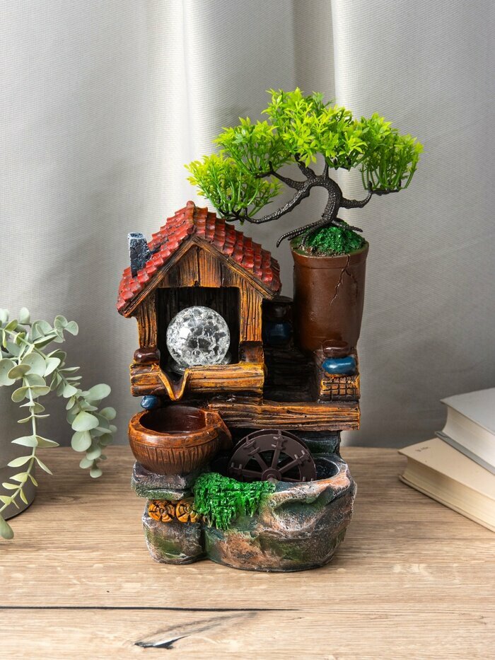 Фонтан "Домик под деревом" 32х15х13 см (с подсветкой) 10903244