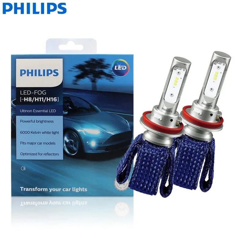 Philips LED-Fog H8/H11/H16 6000K Белая лампа, 1 пара
