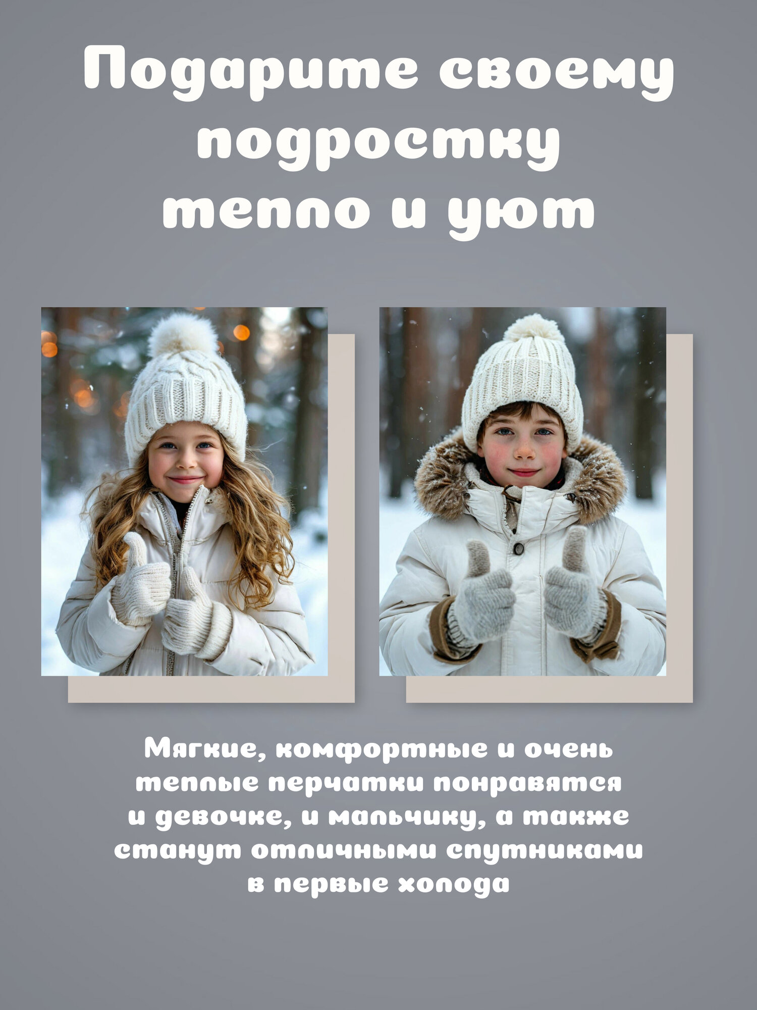 Перчатки  Подростковые демисезонные зимние для детей, размер 12-15 лет, пыльная роза — фото 1