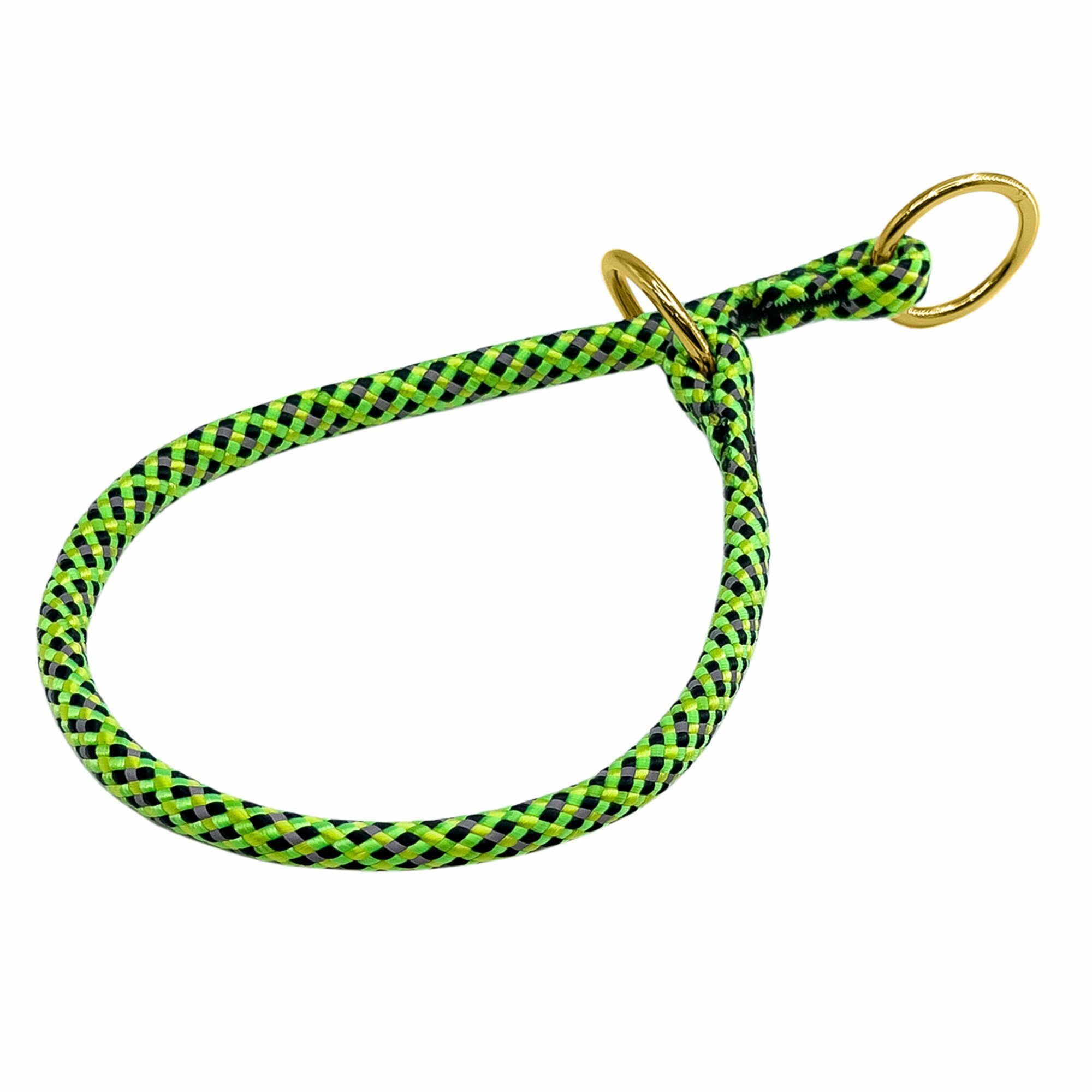 Ошейник-удавка для собак ZooOne с 2-я бронзовыми кольцами круглый светоотражающий, ширина 9 мм, длина 40 см, киви