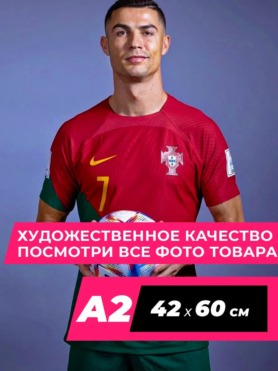 Постер Криштиану Роналду на стену 3 Ronaldo A2, матовая фотобумага премиум качества