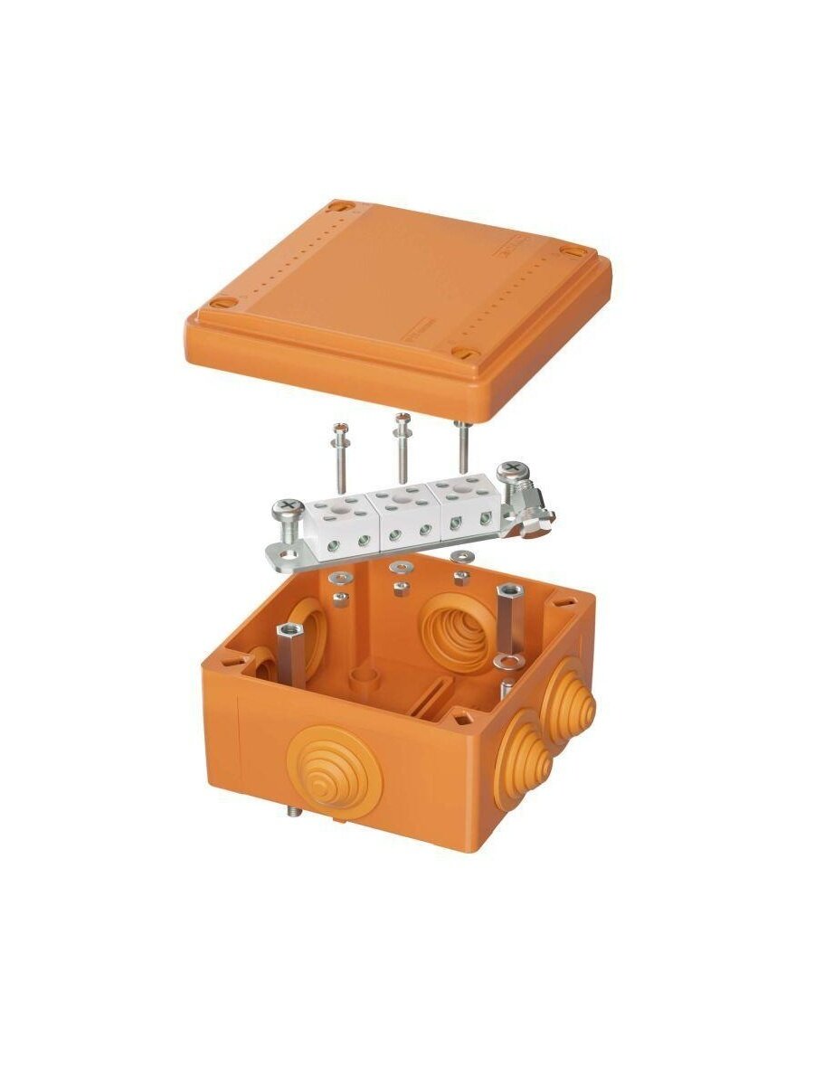 Коробка ответвительная FS 100х100х50мм 6р 450В 6А 4кв. мм с каб. вводами и клеммн. IP56 пластик. DKC FSB11604