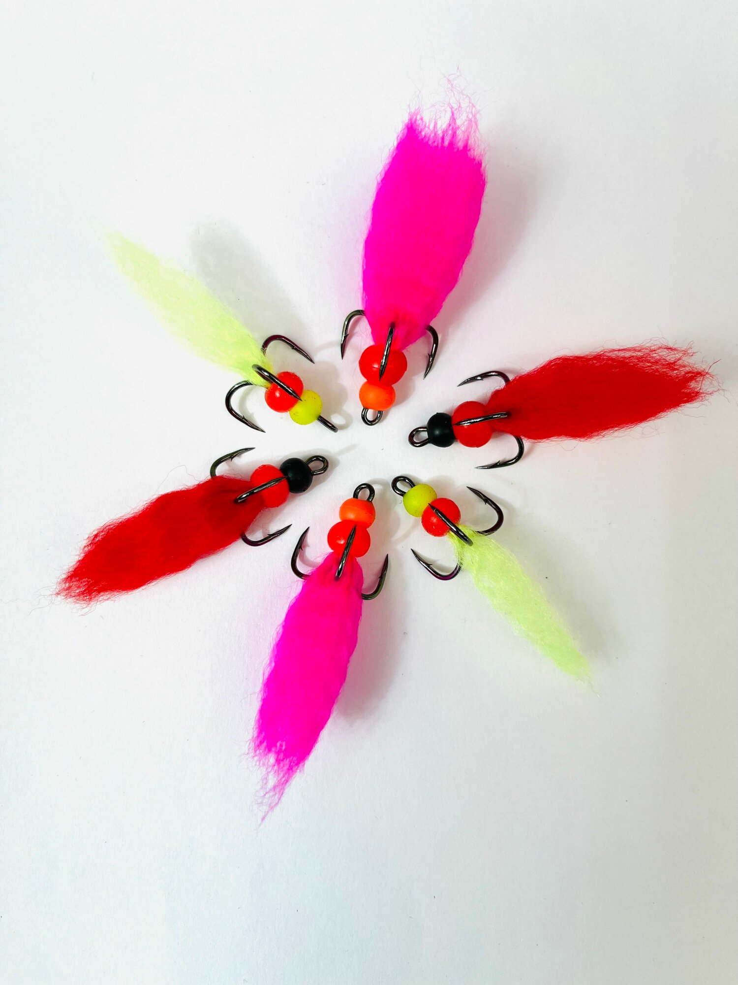 Мухи на горбушу, набор мушек, 6 штук