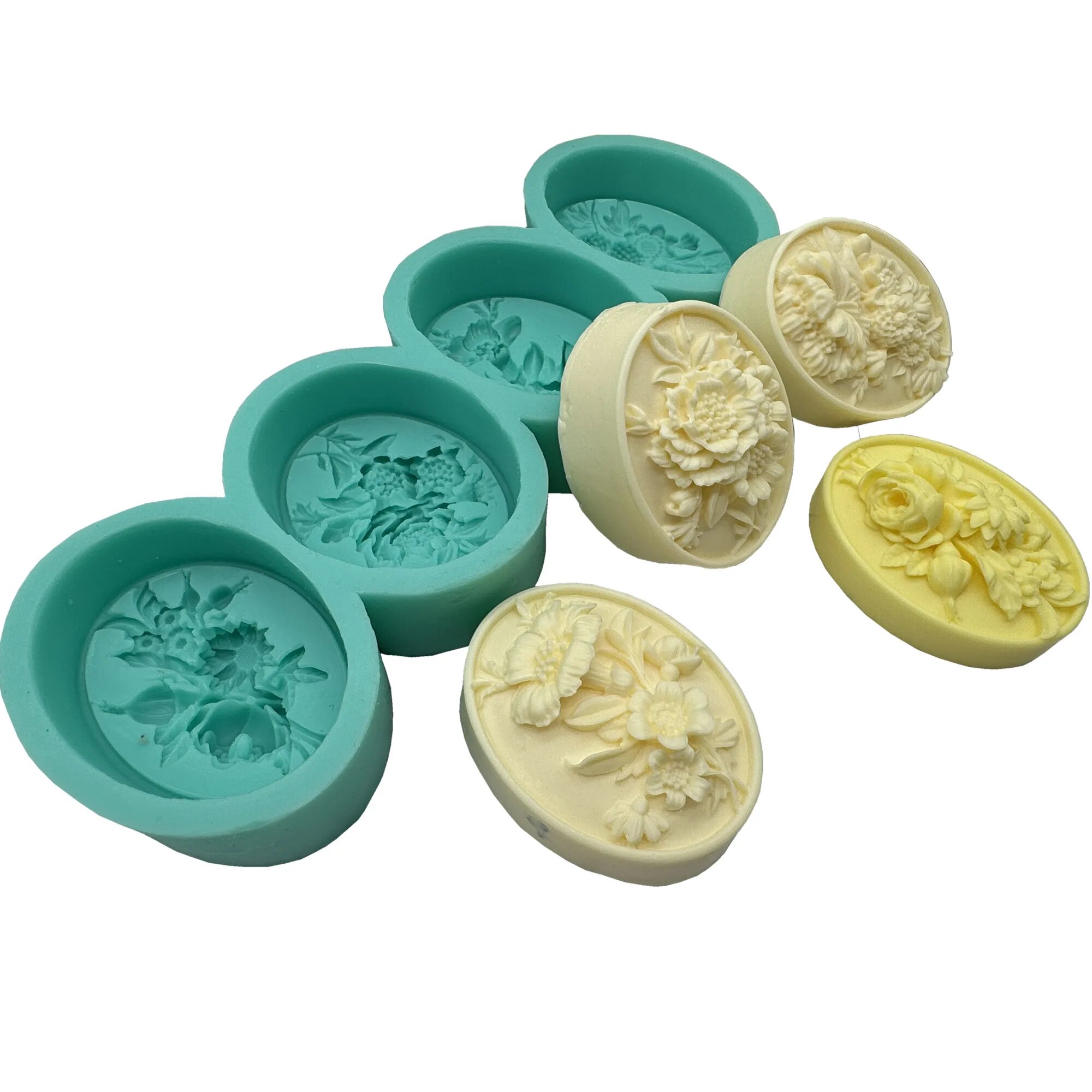Силиконовая форма для мыла 4 Cavity Oval Flower