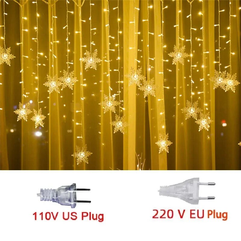Светодиодные рождественские занавески Vieruodis 3,8 м теплый белый Warm White, US Plug 110V