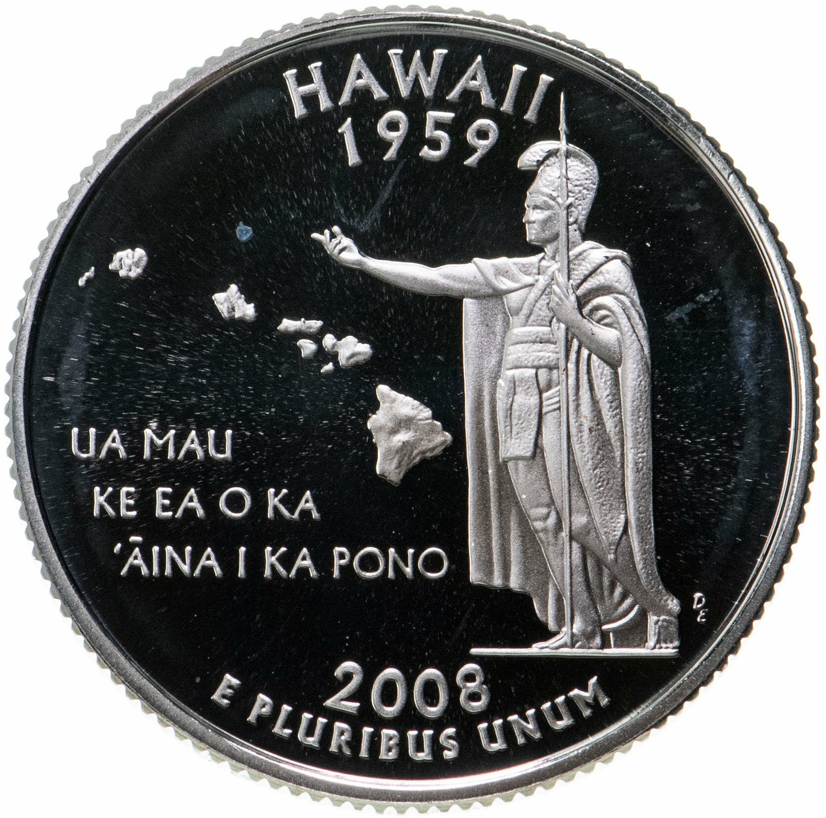 США 25 центов квотер, 1/4 доллара, quarter dollar 2008 S Proof Гавайи Hawaii, знак монетного двора: "S" - Сан-Франциско, Медь