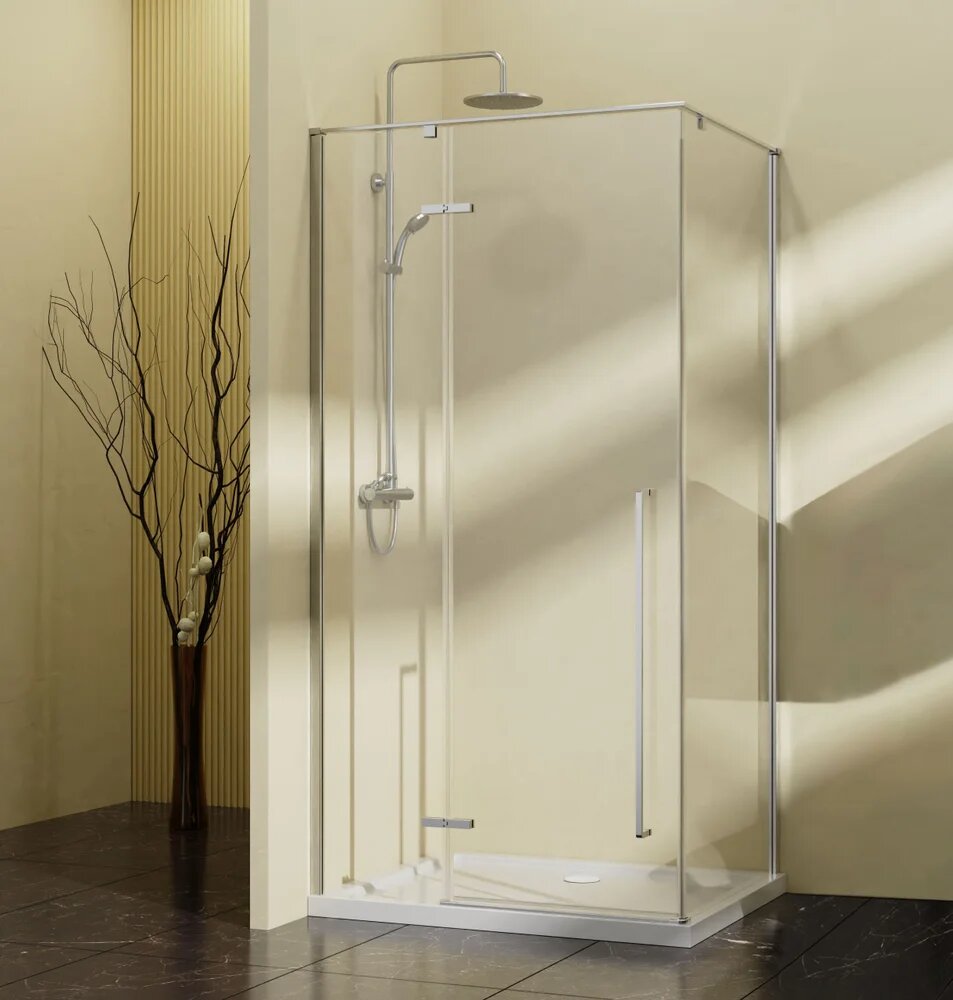 Душевой уголок Vincea Слим-Н (Slim-N) VSR-5SN1010CL без поддона, стеклянный, 100x100, с распашными дверями, квадратный, итальянский