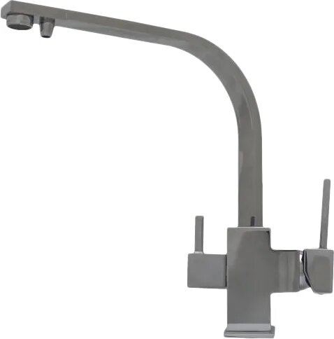 Смеситель для кухни Seaman Barcelone SSL-5390 Водный лак (Water polish) с краном для питьевой воды, с поворотным изливом, хром, глянцевый, однорычажный, латунный, с керамическим картриджем