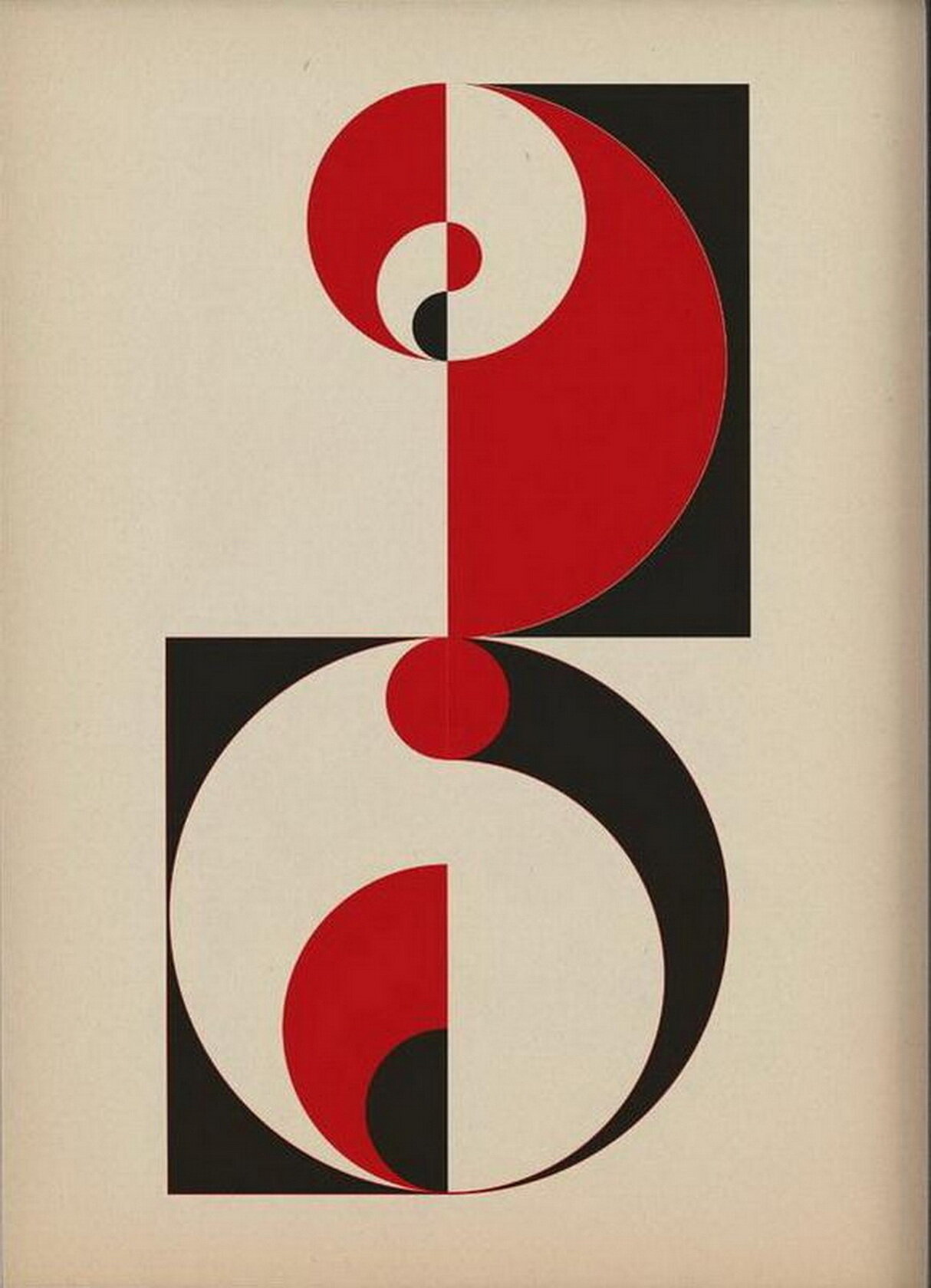 Плакат, постер Абстрактная композиция Баухаус на бумаге, размер 21х30см