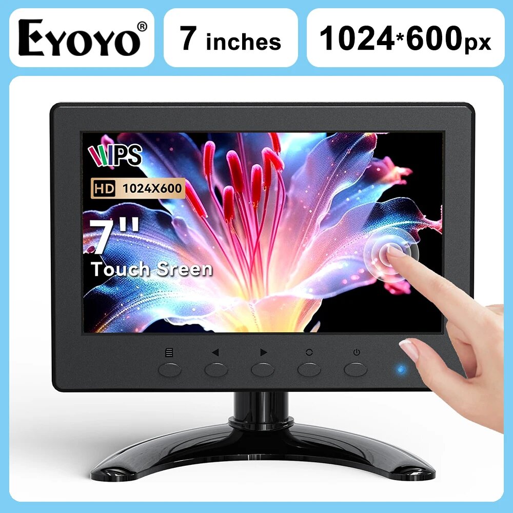 Eyoyo 7-дюймовый сенсорный монитор 1024x600 вилка ЕС