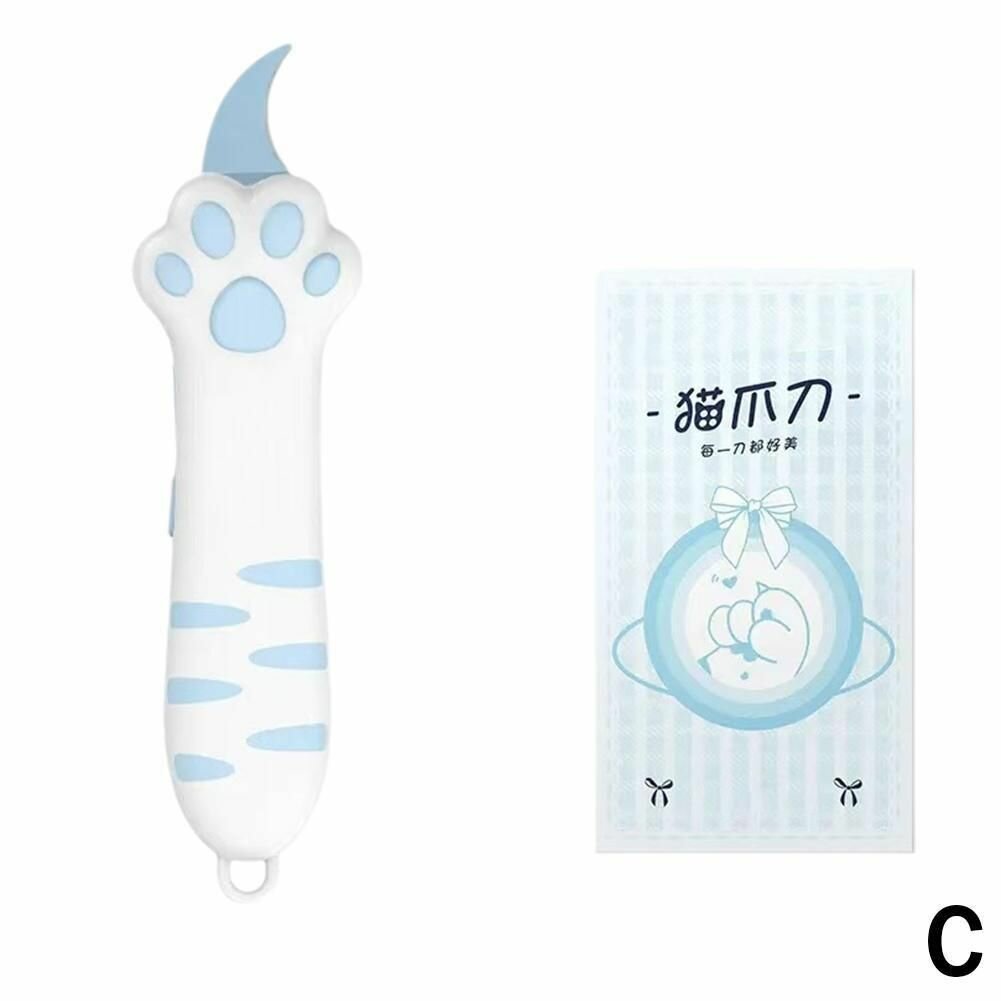 Миниатюрный канцелярский нож "Кошачья лапка" Стильный резак с выдвижным лезвием в дизайне для девушек (милый аксессуар + безопасное использование)