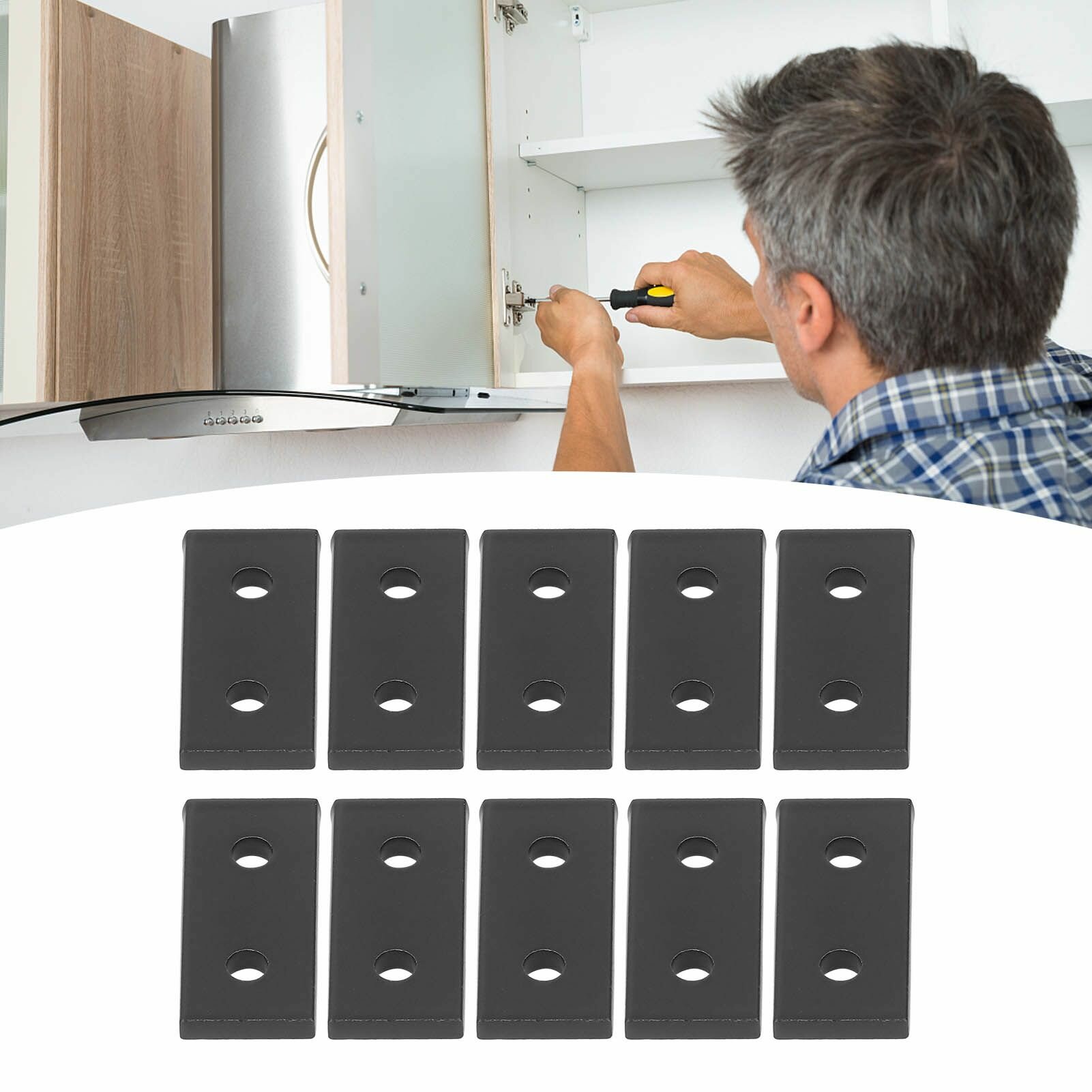 10 шт. плоская соединительная пластина из алюминиевого сплава с 2 отверстиями, нержавеющий антикоррозийный металлический крепежный кронштейн, разъем для стола 2020