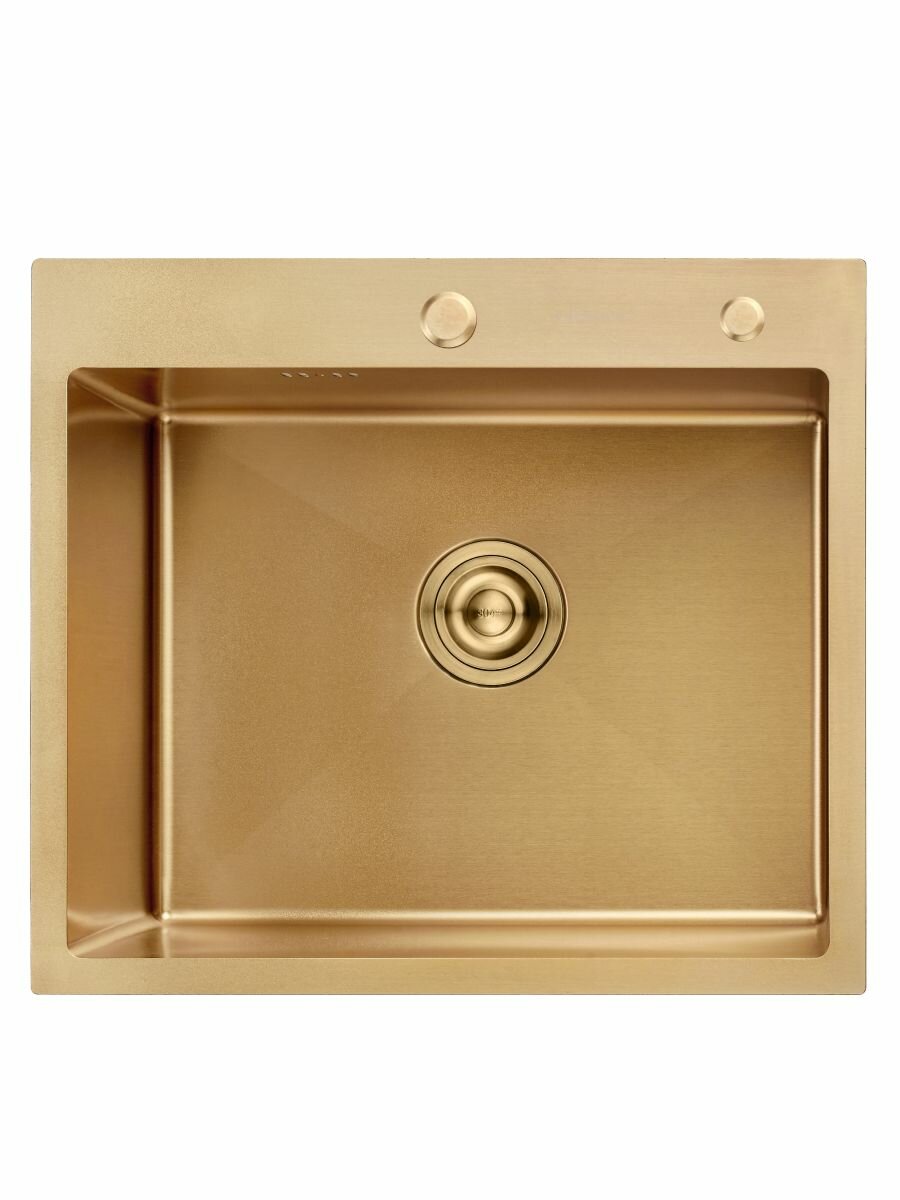 Мойка кухонная 50х50 из нержавеющей стали, рифленая, золотая с PVD покрытием, Gerhans K35050GD