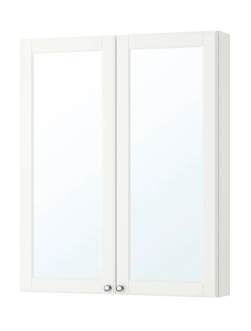 Шкаф-зеркало для ванной икеа годморгон, (ШхГхВ): 80х14х96 см, кашен белый