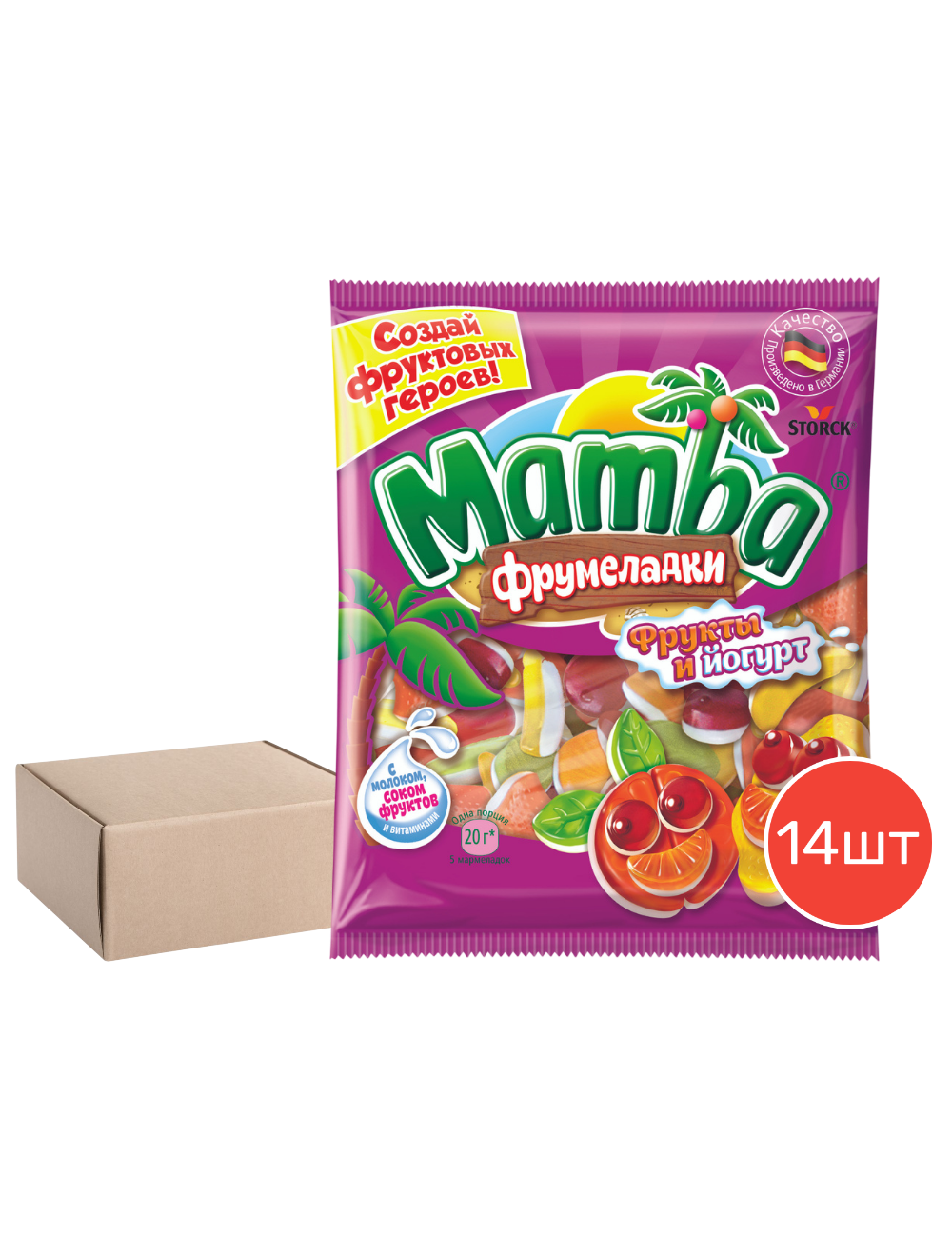 Мамба Фрумеладки Фрукты и йогурт, жевательный мармелад, 140г 14шт