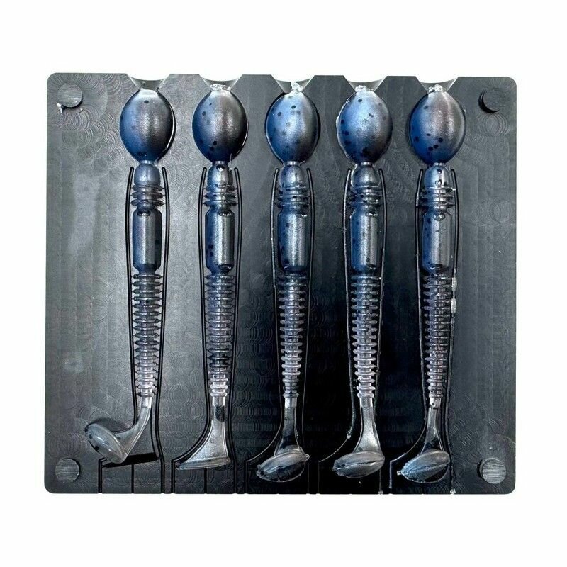 Форма для литья рыболовных силиконовых приманок Tiogin 2,4", 60mm, 5 мест, камень, раздельные литники