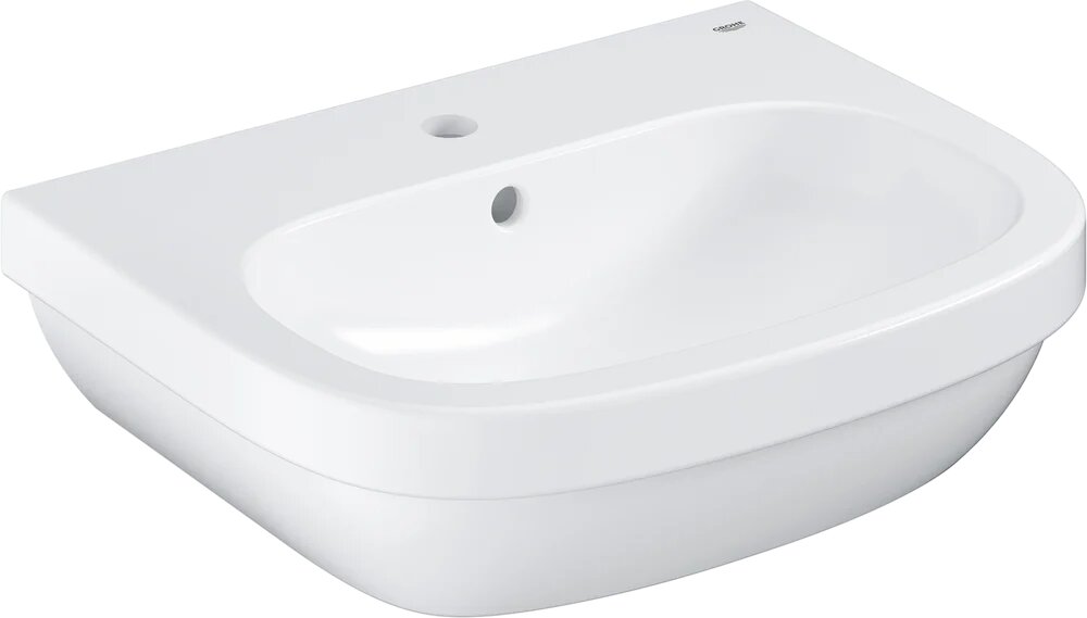 Раковина подвесная Grohe Euro Ceramic 39336000 55 фарфоровая, раковина для ванной, белая, полукруглая, со встроенным сливом-переливом