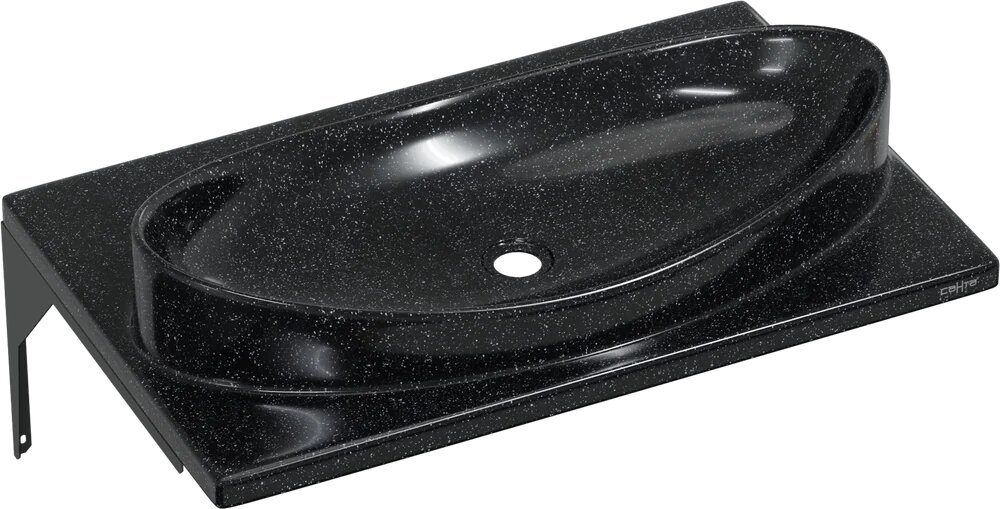 Раковина подвесная СаНта Вега 70 подвесная, 70 см, на кронштейнах, из литьевого мрамора, раковина для ванной, черная, овальная