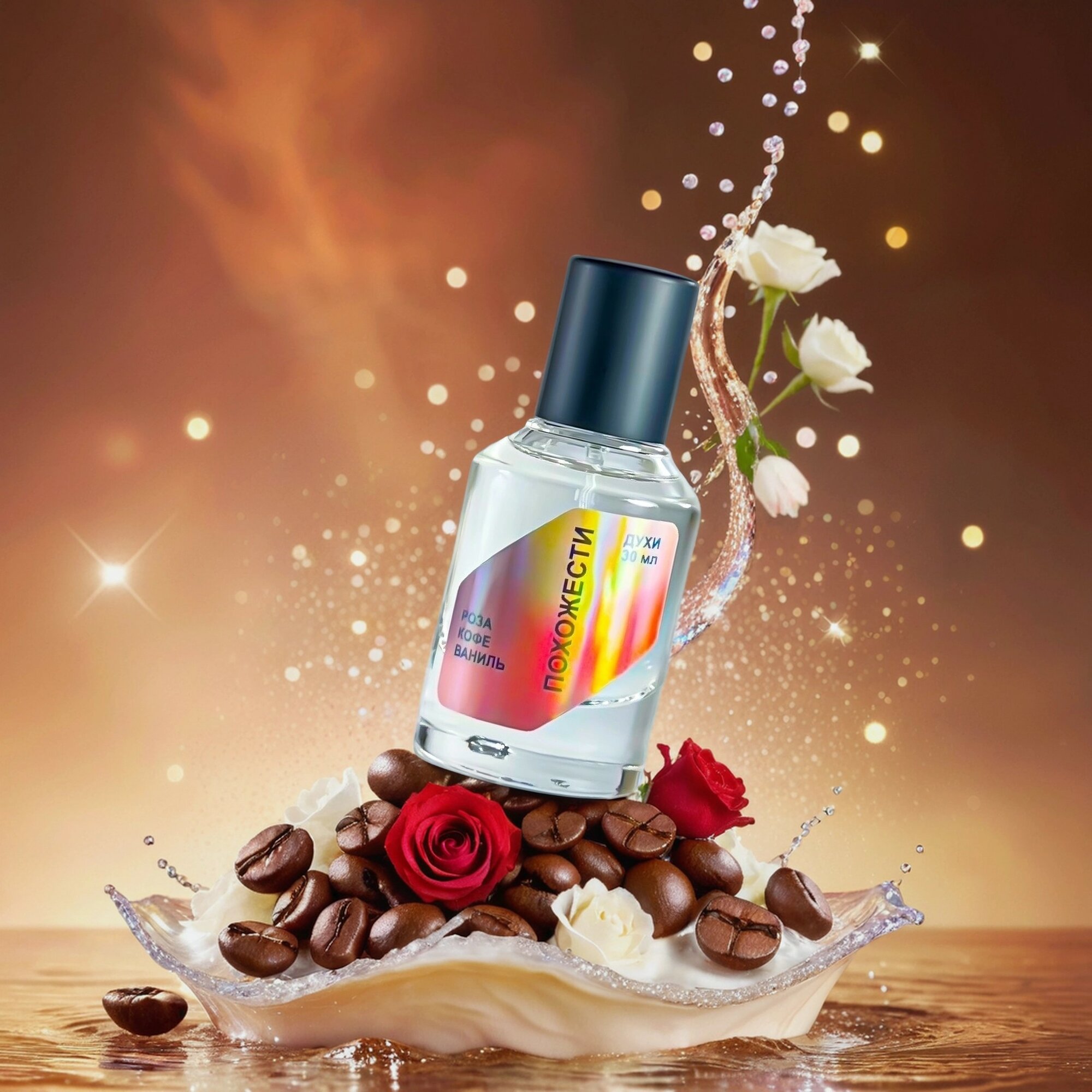 Духи "Роза, кофе, ваниль" бренда Похожести, цветочно-гурманские, 30 мл.
