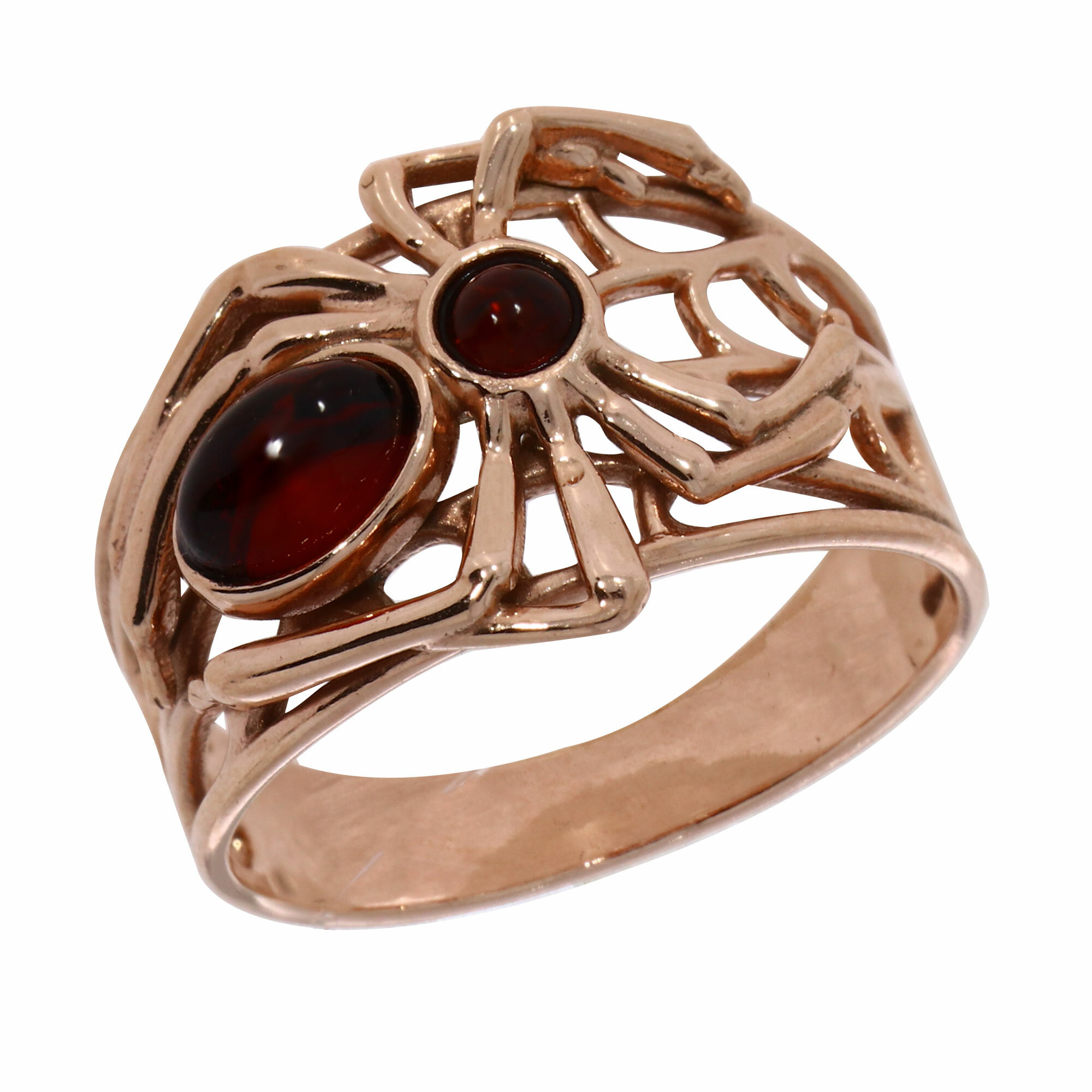 Кольцо, серебро, 925 проба, золочение, янтарь