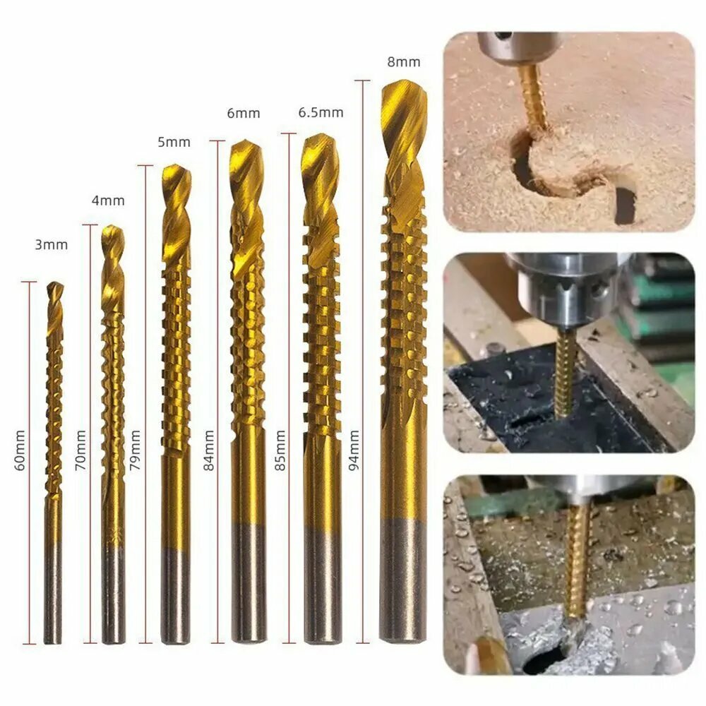 "Кукуруза" Сверло фреза по дереву и металлу, набор 6 штук (3-8 мм)