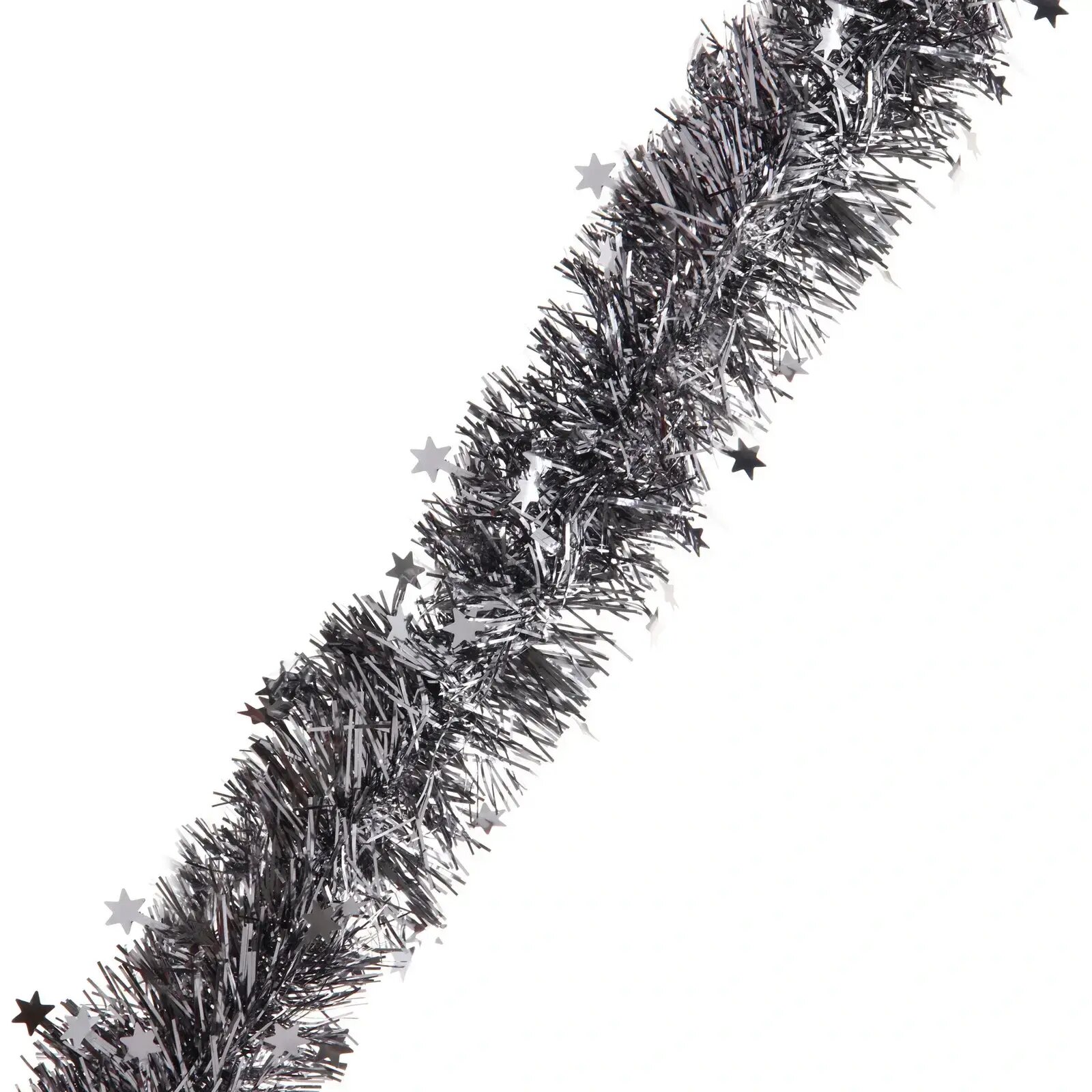 Мишура «Звёздный путь» 2,1 м, черная с серебристым блеском, для праздников
