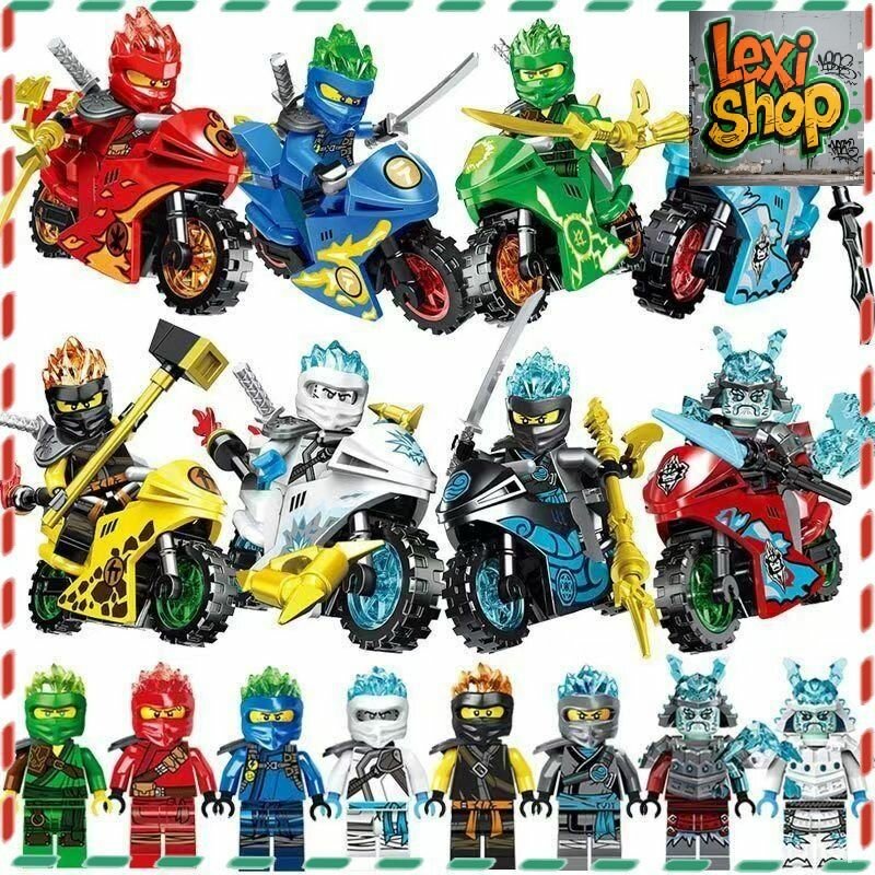 Фигурки Ниндзяго на мотоциклах / конструктор Ниндзя 8pc/ минифигурки ninjago