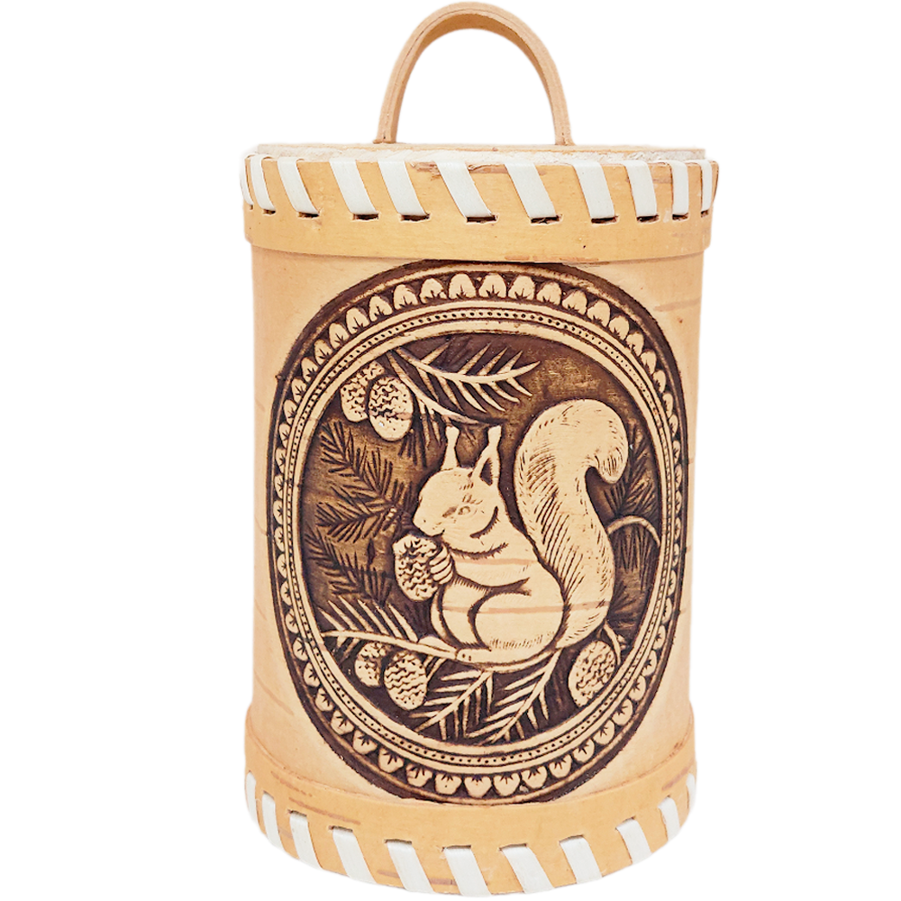 Туесок из бересты "Белочка", 500мл.