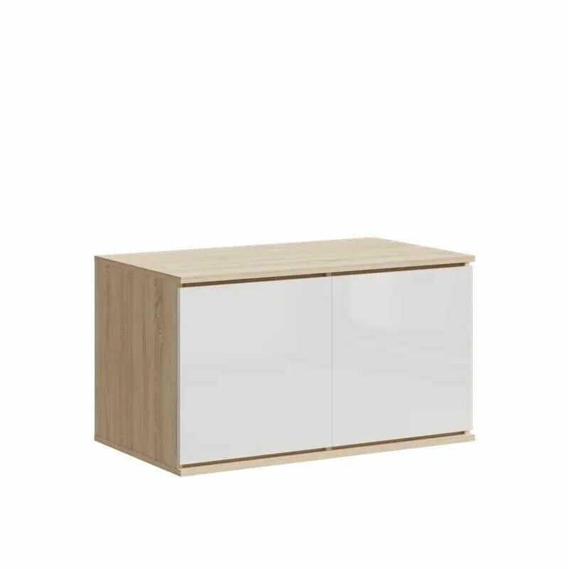 Челси Антресоль к шкафу 900 Белый глянец холодный/дуб сонома