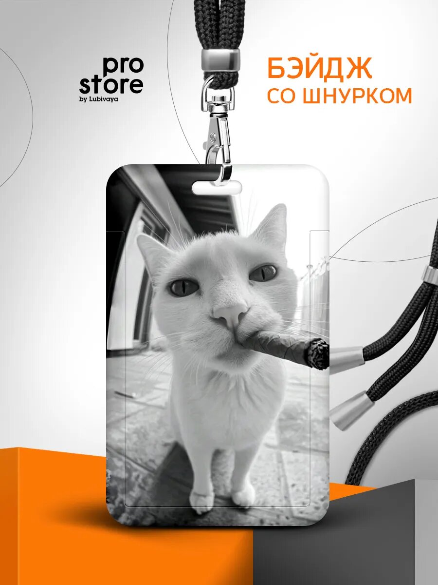 Бейдж для пропуска, с рисунком, на шнурке, чехол на пропуск, бейджик с принтом, пластик