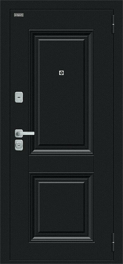BRAVO Дверь входная 205*86 Bravo R Некст МФ/BChrome, Букле черное/Cappuccino Melinga, Левое 205*86