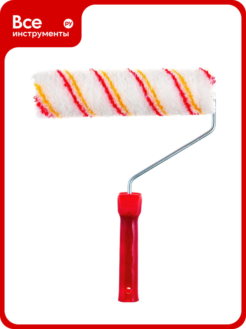 Валик полиакриловый 230мм курс 02554, пластик, с пластиковым роликом, малярный валик с рукоятью из пластика и шерстью