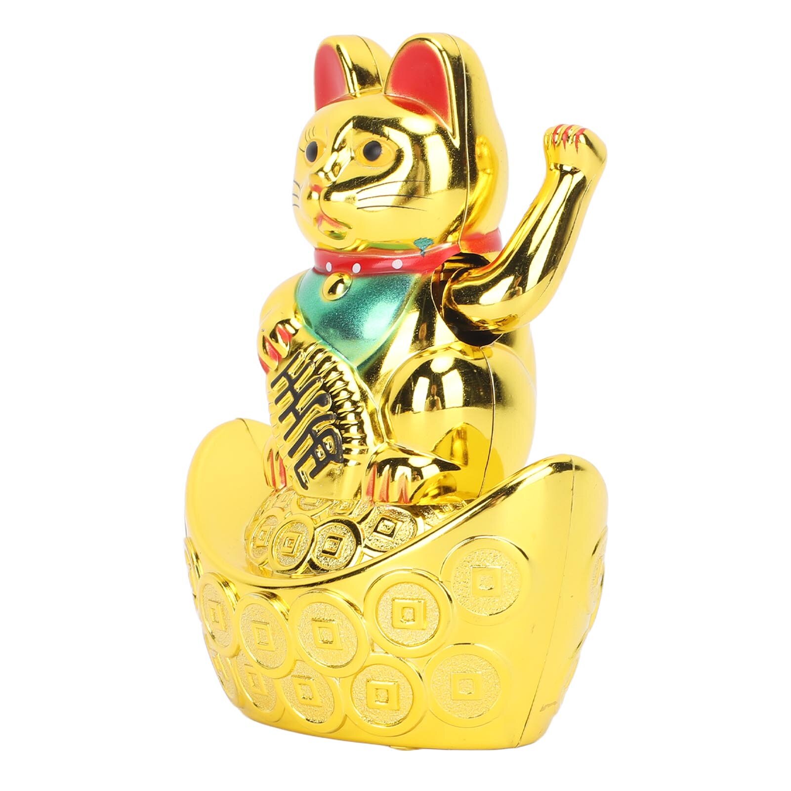 4-дюймовый машущий кот Lucky Fortune с машущей рукой, пластиковый золотой кот Lucky Fortune с ярким выражением лица для украшения