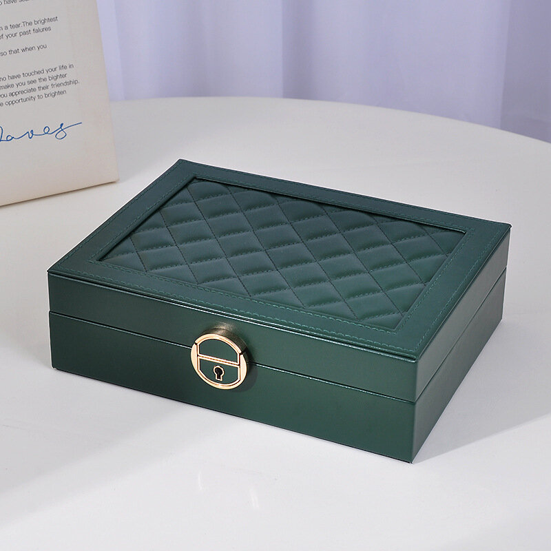 Коробка для хранения Zhuoyi Packaging, для ювелирных изделий, зеленый ромбический узор, 23 см x 17 см x 7 см
